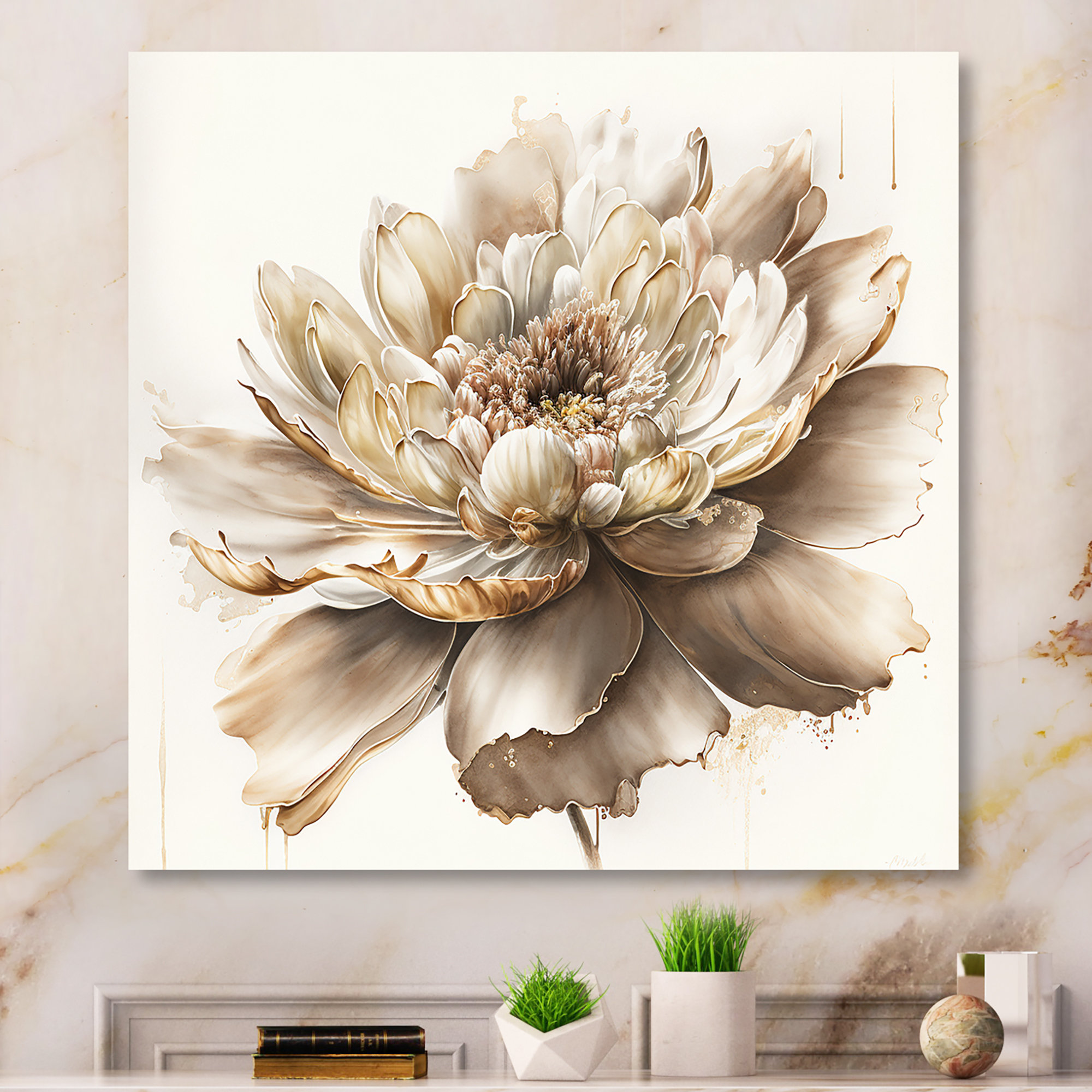 Red Barrel Studio® Single Beige Flower I - Floral Wall Art | Wayfair