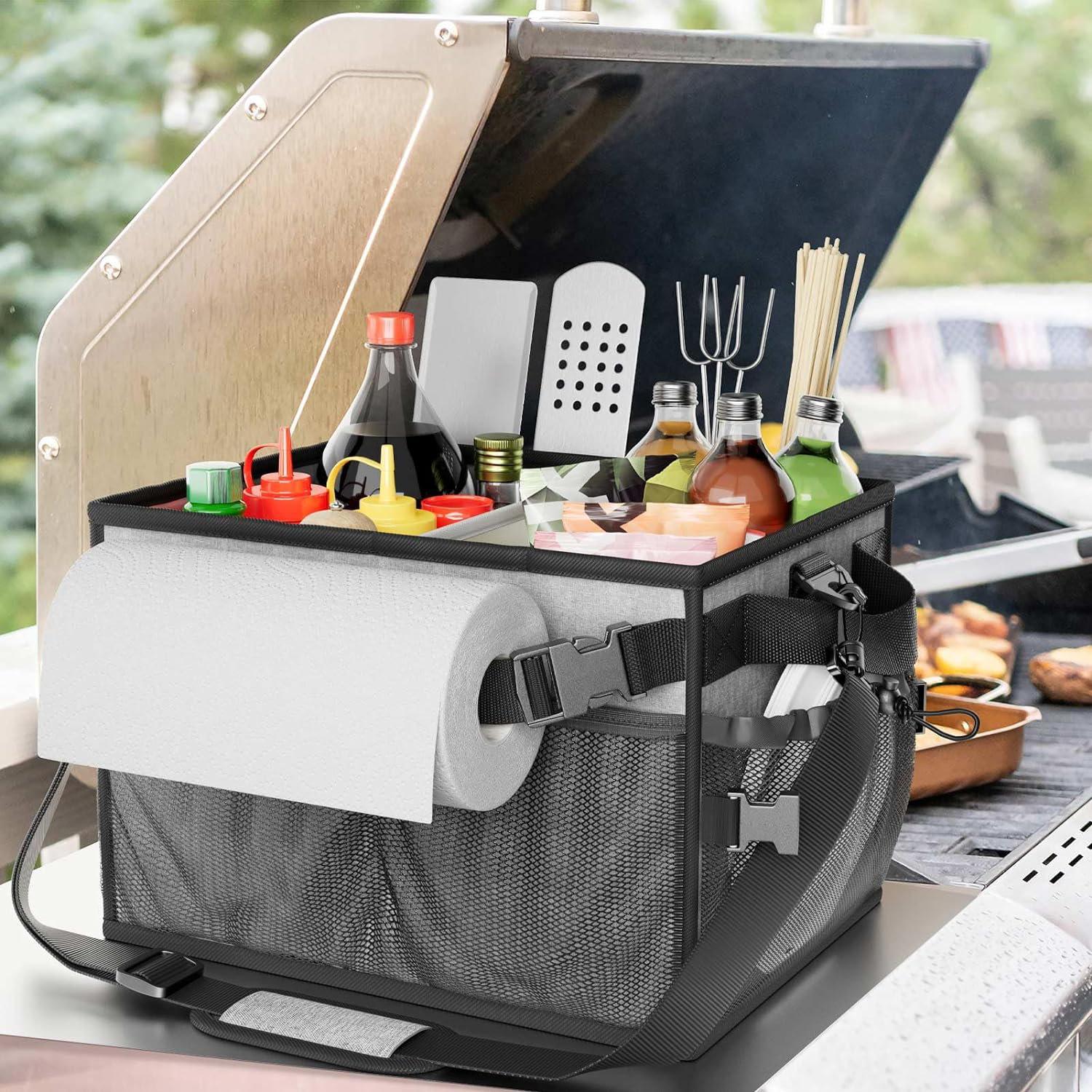 AMADA Grill With Paper Towel Holder, Outdoor Camping Picnic Grill Pan ...