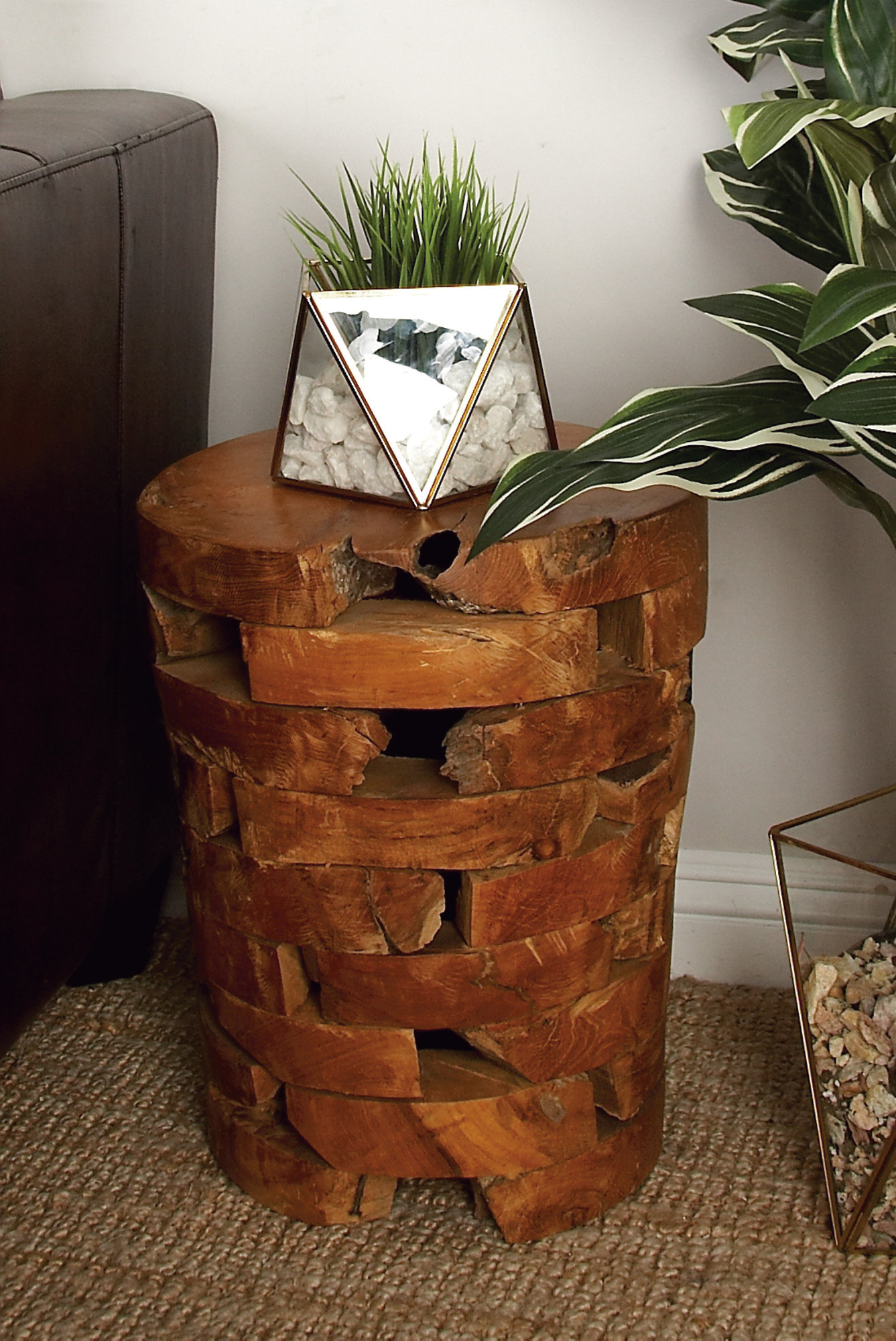 Millwood Pines Dovray Teak Wood Handmade Live Edge Accent Table with ...