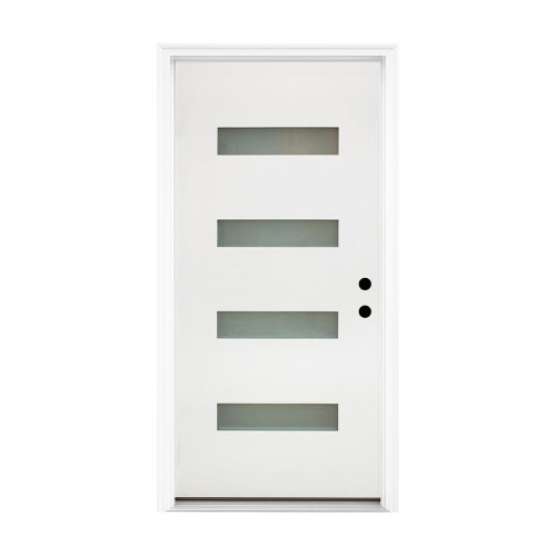 Fiberglass Entry Door, White Finish Knock-Down Fiberglass Door with New ...