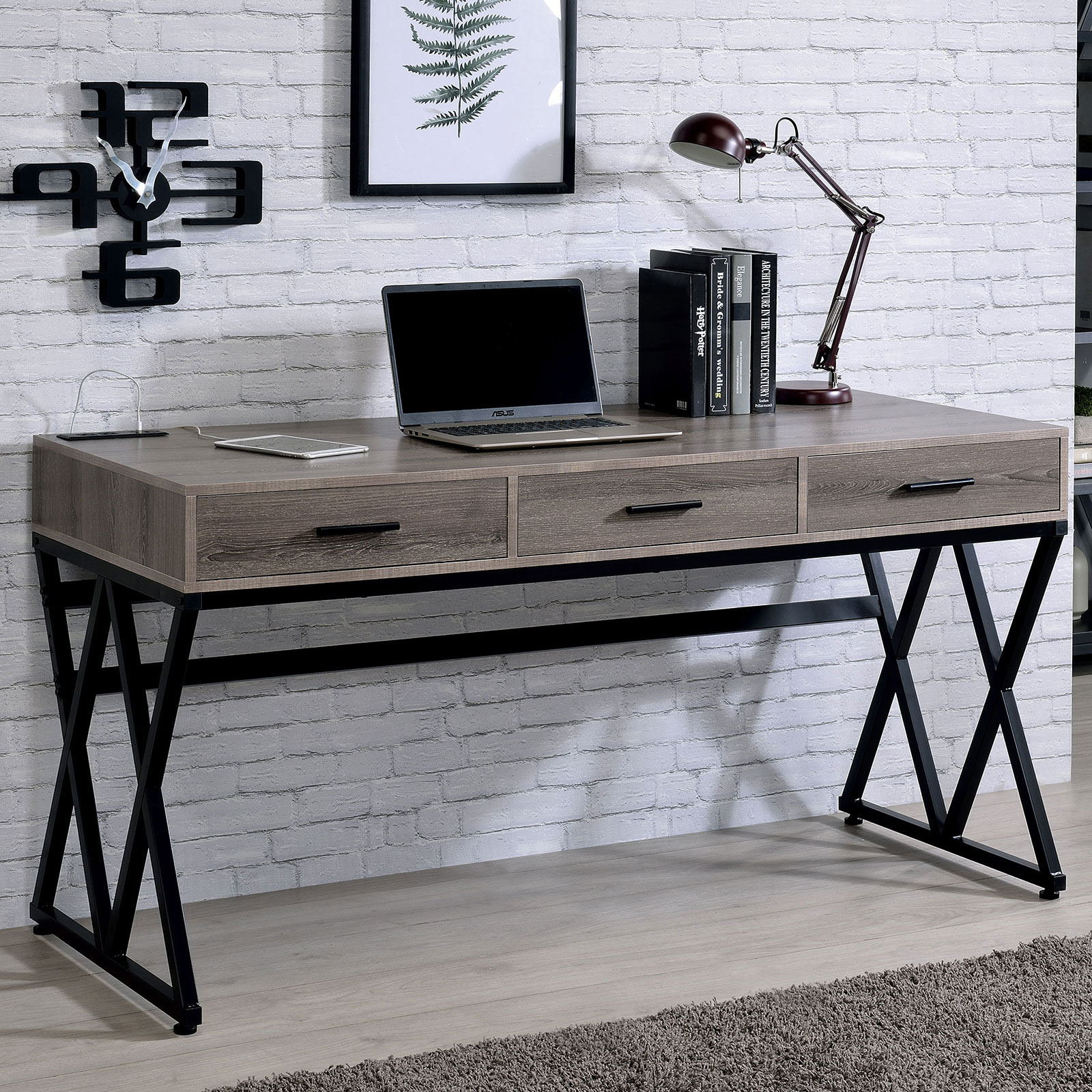 Inbox Zero Metal Base Writing Desk | Wayfair