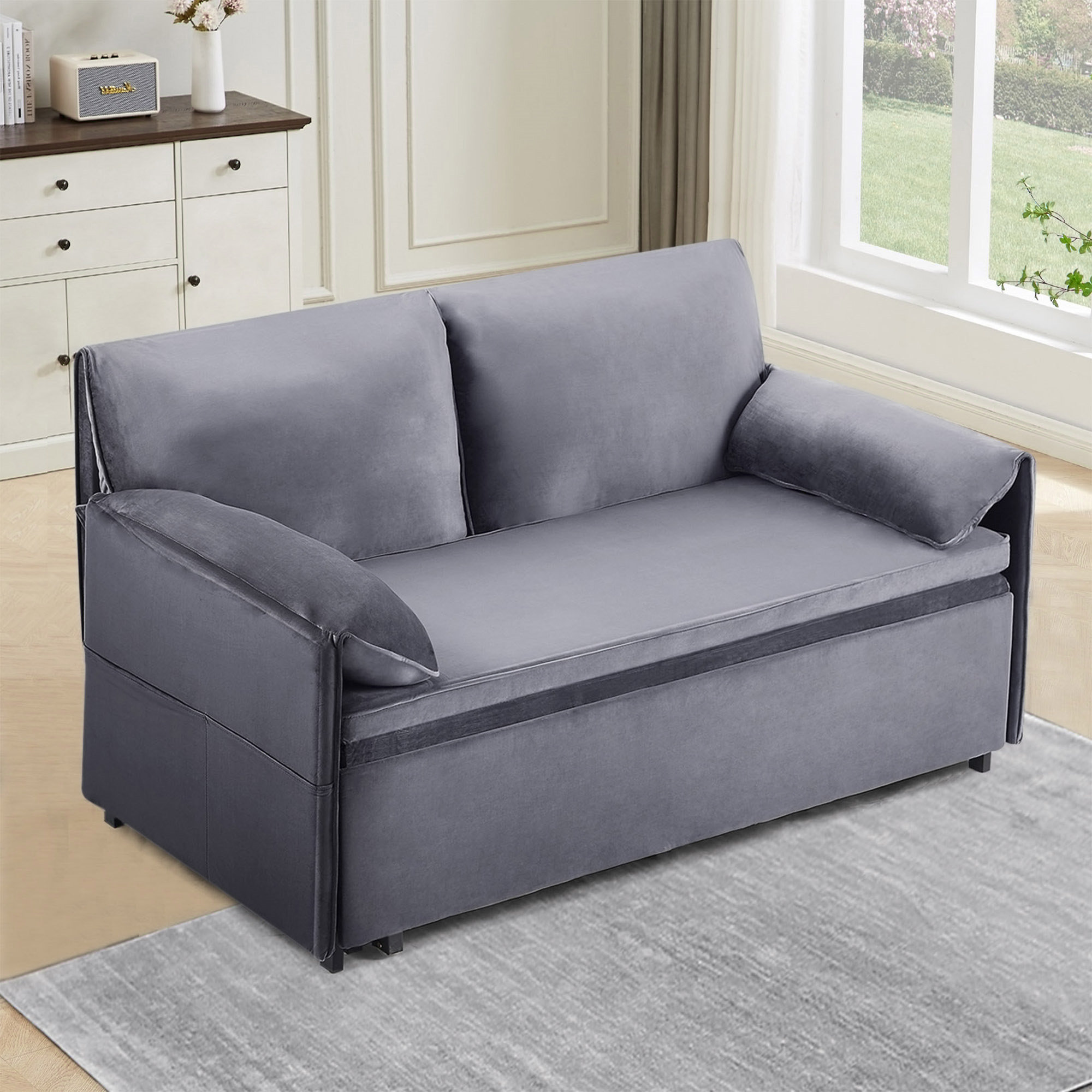 Latitude Run® 63 Inch Bed Variable Sofa Bed With Double Armrest | Wayfair