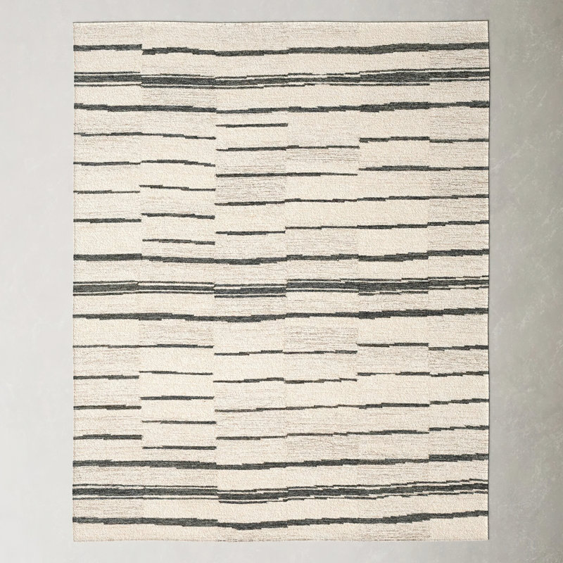 AllModern Rune Striped Handmade Tufted Wool Area Rug in Beige/Charcoal ...