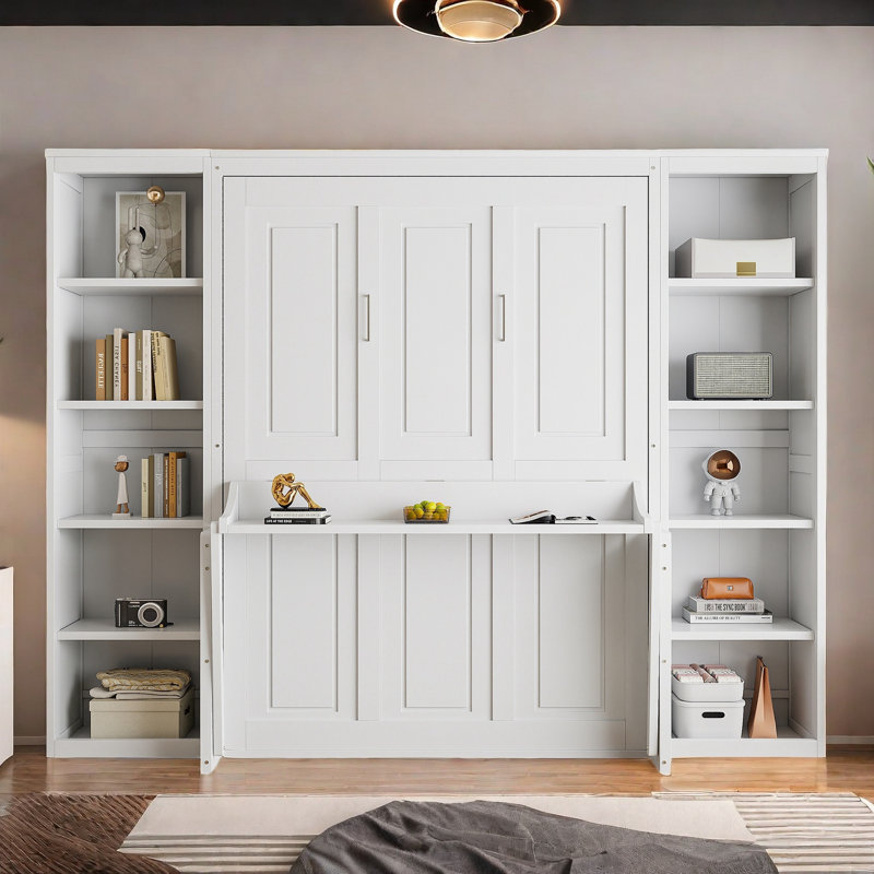 Red Barrel Studio® Driskill Murphy Bed With Desk And Multiple Storage ...