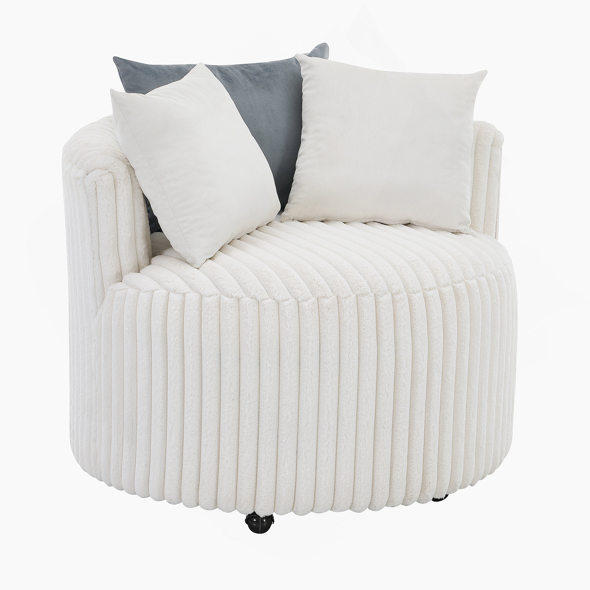 Ebern Designs Plush Wide Wale Corduroy Upholstered Barrel Accent Chair ...