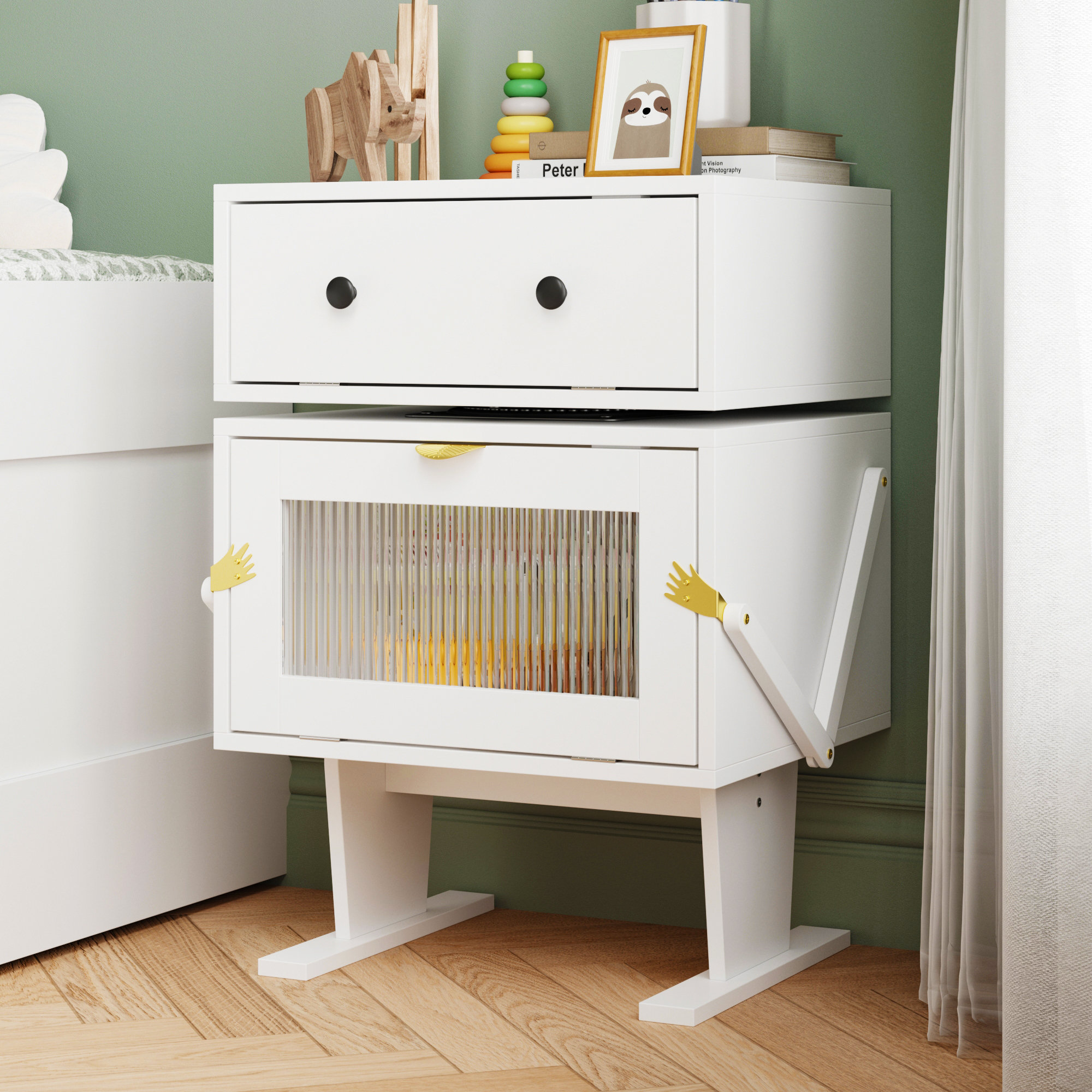 Zoomie Kids Creative Nightstand With Robot Shape And 360°Rotation ...