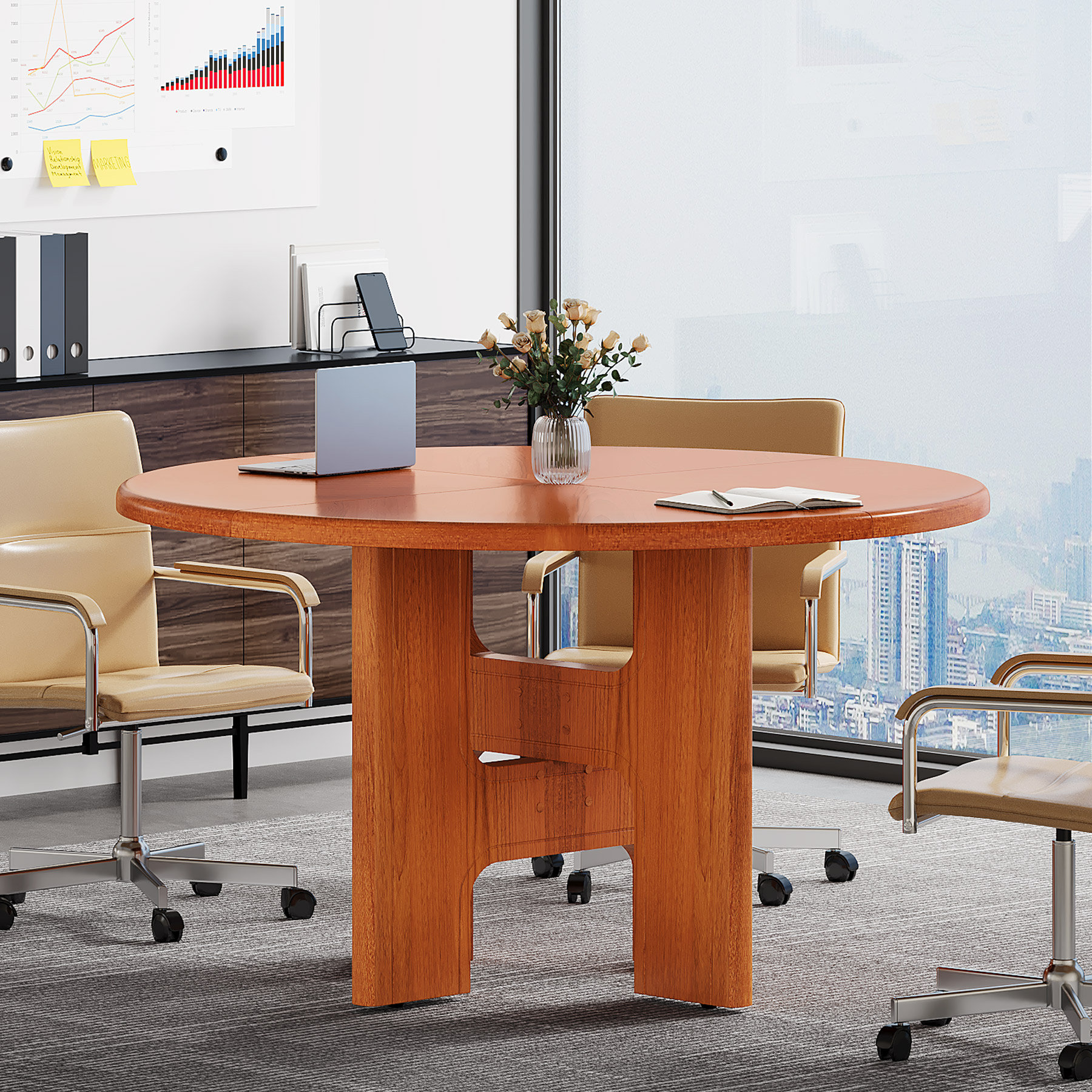 Latitude Run® Small Round Conference Table For 4 | Wayfair