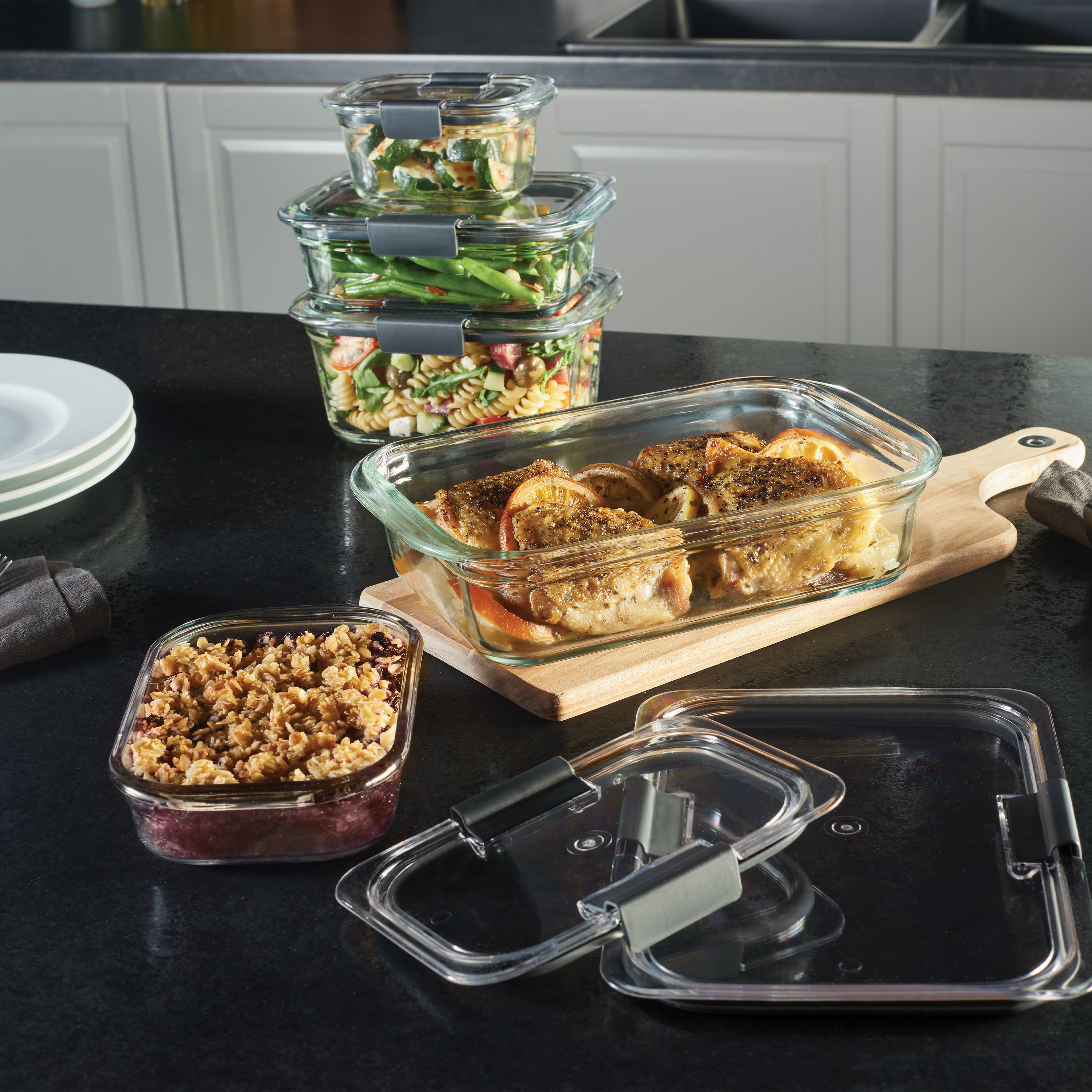 Rubbermaid Brilliance Glass Food Storage Containers, 10-Piece Set ...