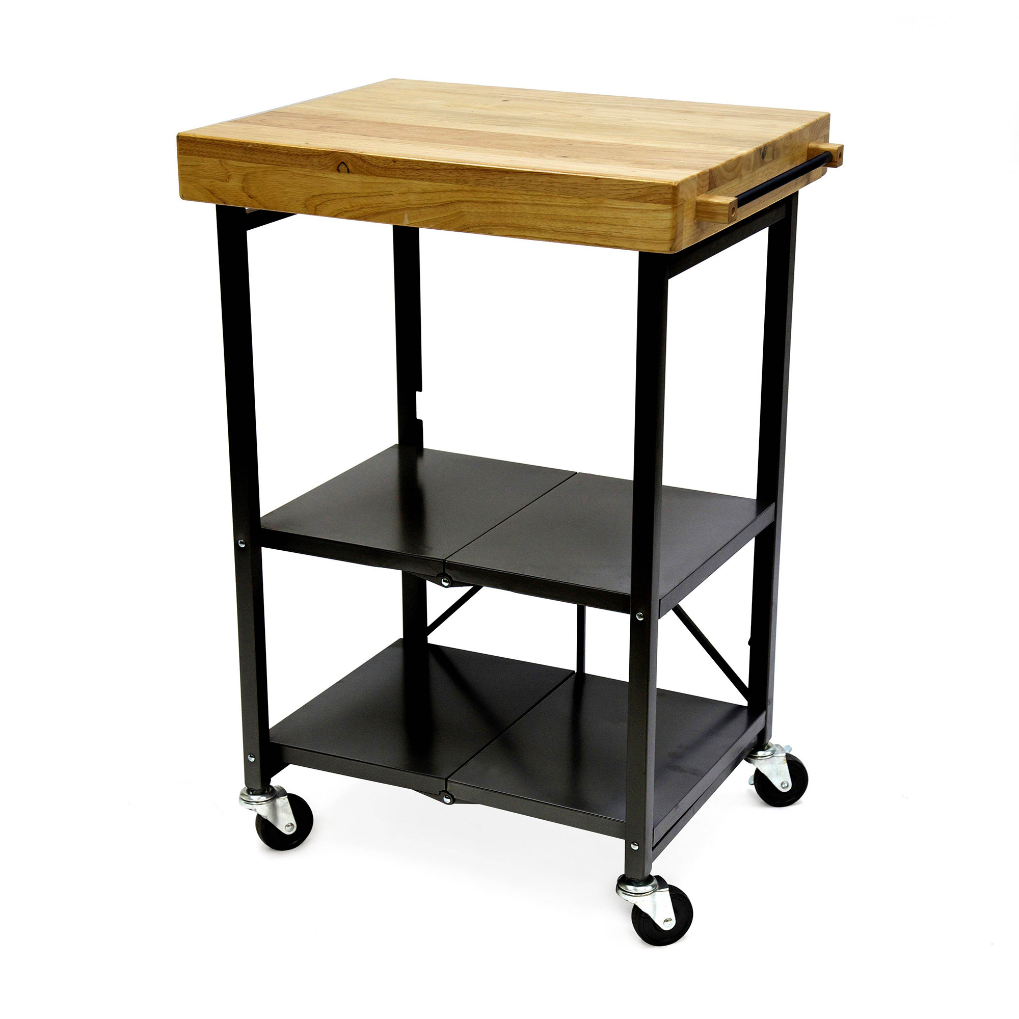 Origami Foldable Wheeled Portable Solid Wood Top Kitchen Island Bar ...