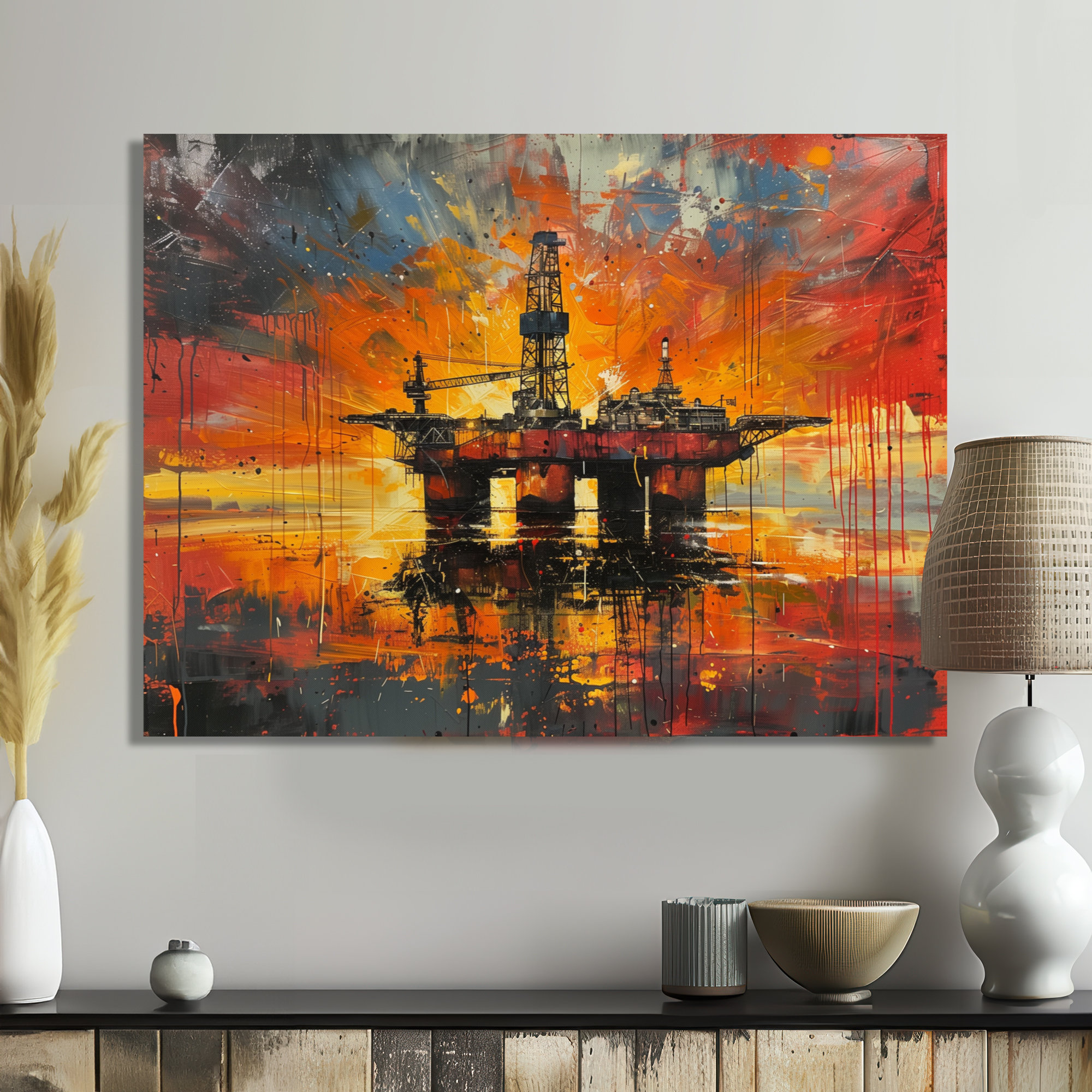 Williston Forge Orange Black Oil Rig Ocean Drill - Oil Rigs / Fields ...