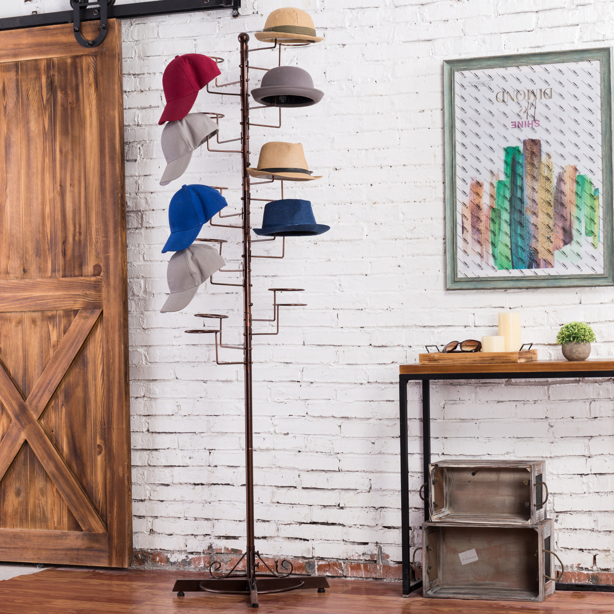 Rebrilliant Nilsine Freestanding Metal Clothing Hat Rack Display Stand ...