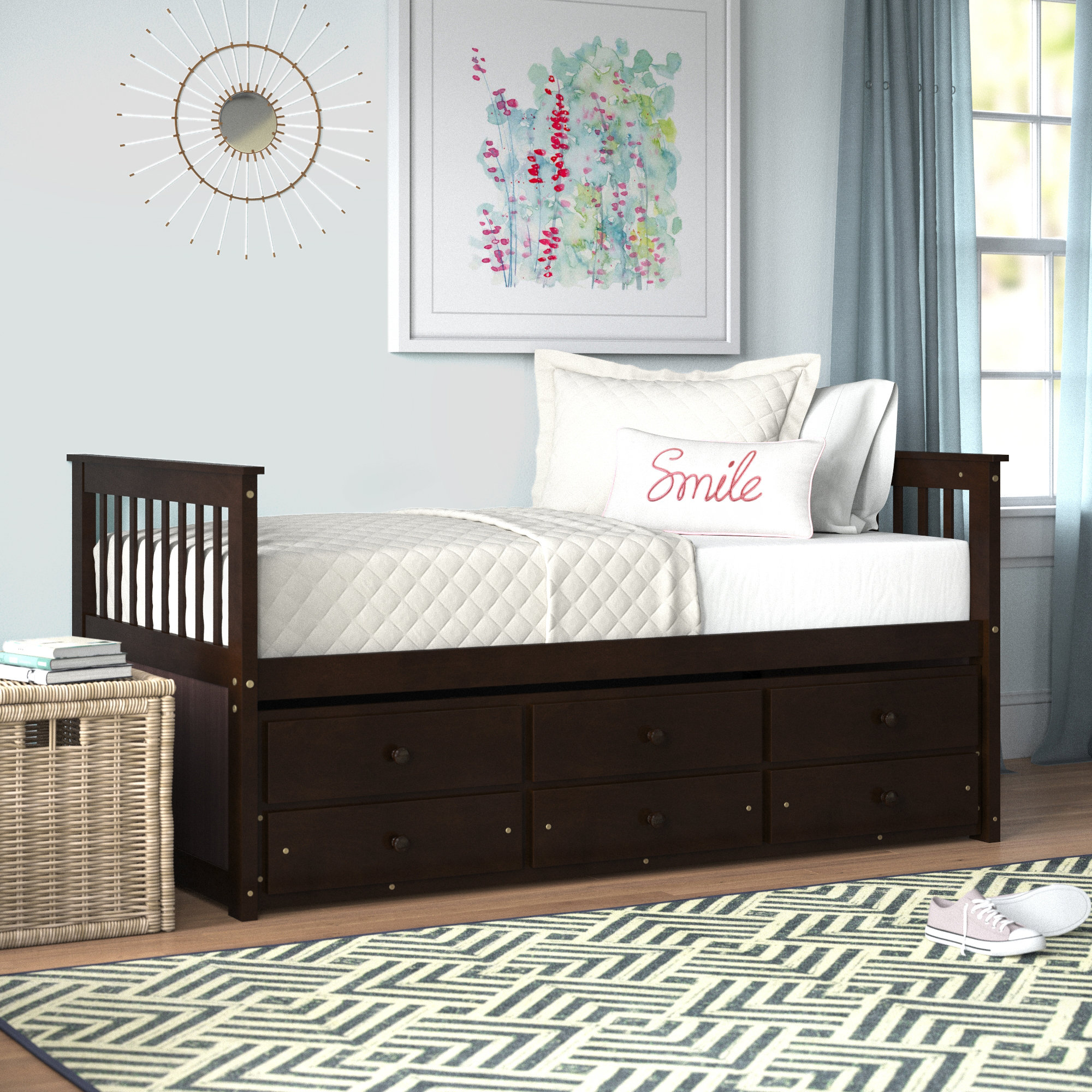 Three Posts™ Baby & Kids Kristian Twin 3 Drawer Solid Wood Daybed with ...