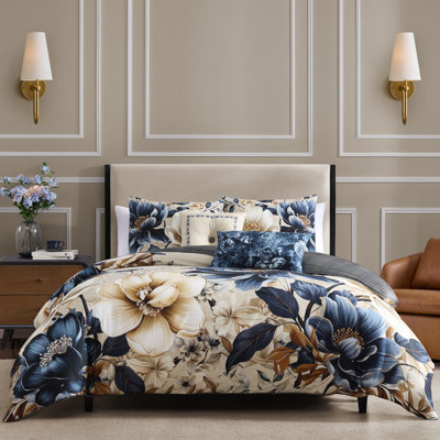 blue flower pattern comforter