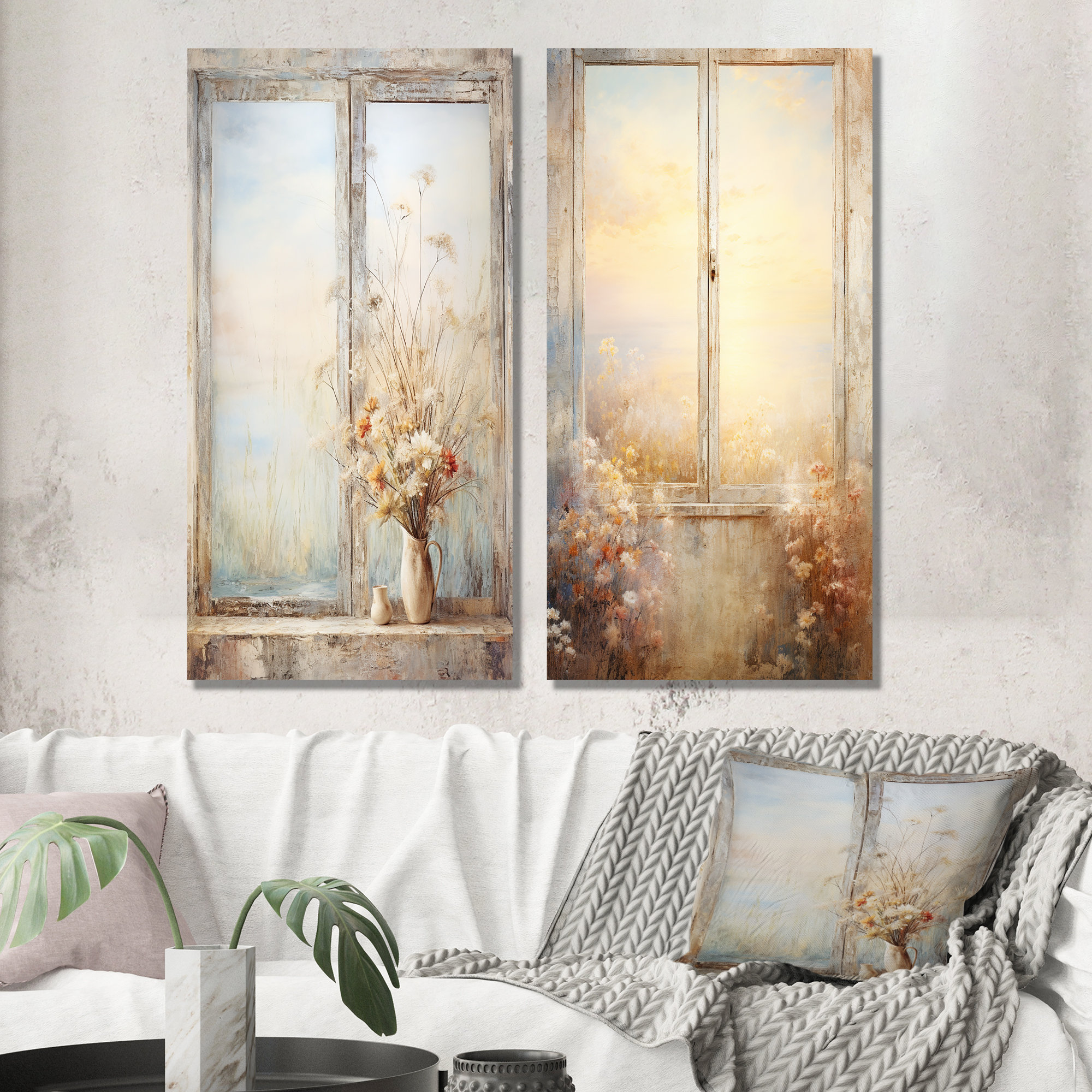 Winston Porter Vintage Floral Meadow Windows View I - Floral Window ...