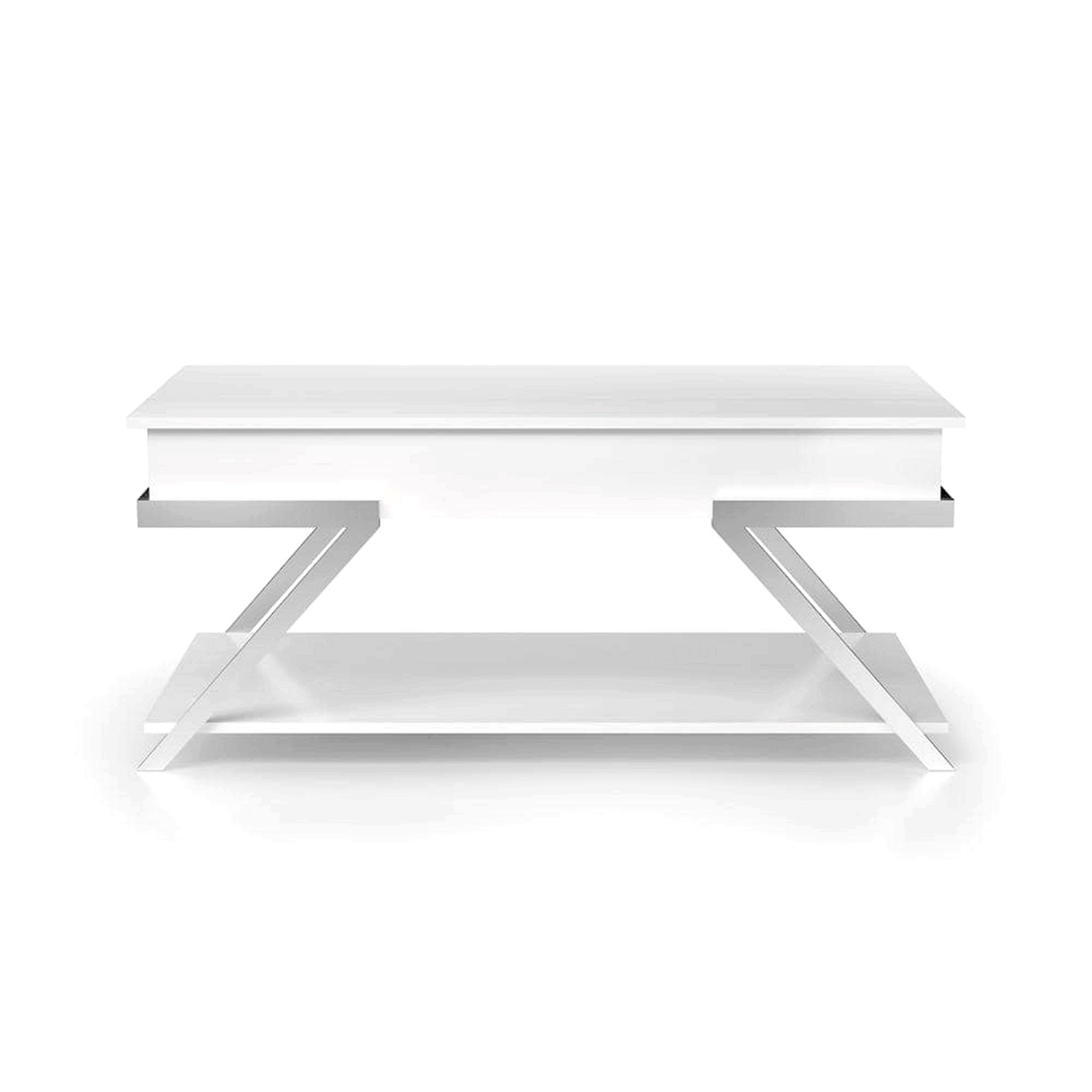 Orren Ellis Contemporary Style White 1Pc Coffee Table Bottom Shelf High ...