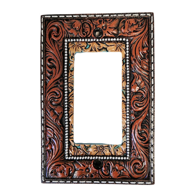 De Leon Collections Polyresin Tooled Leather Look Floral Accent 1-Gang ...