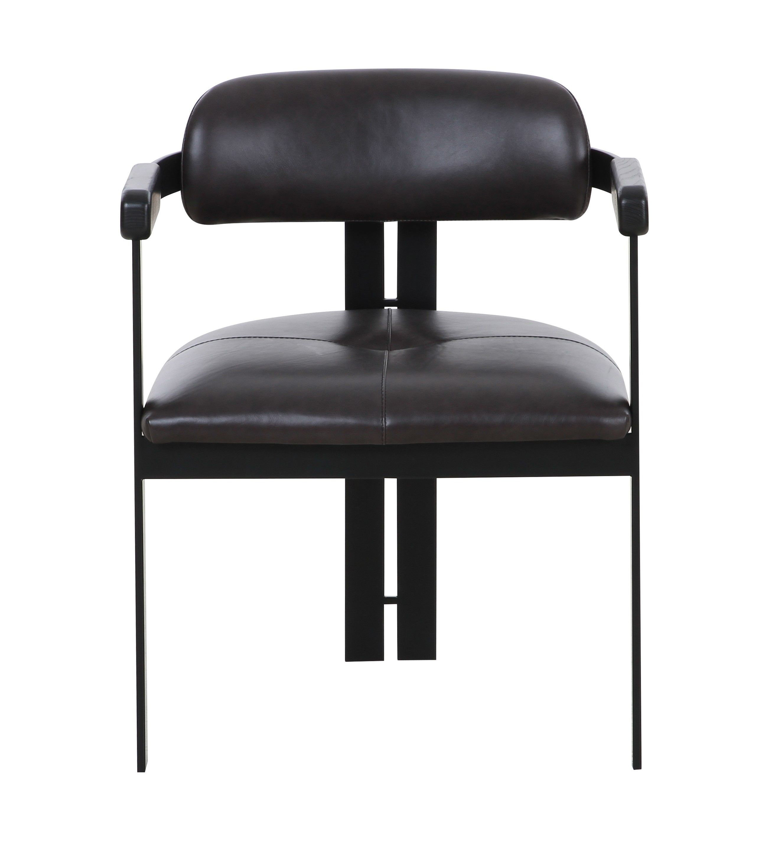 17 Stories Zeak Genuine Leather Low Back Arm Chair in Black | Wayfair