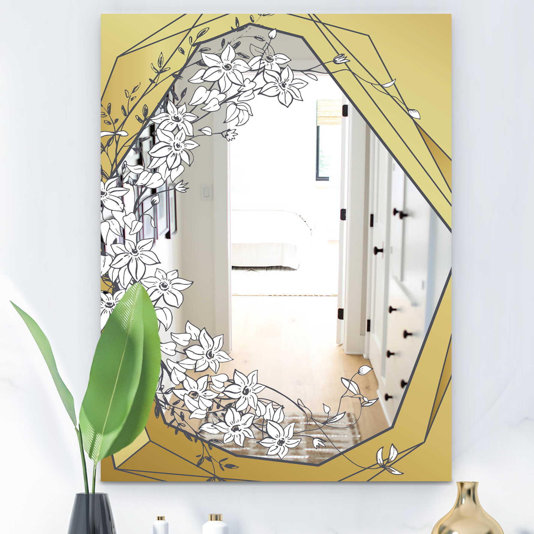 East Urban Home Botanical Blooming Floral Traditional Vanity Mirror ...