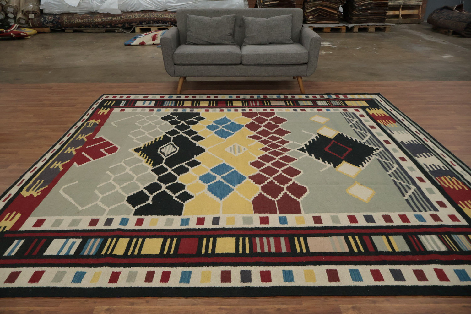 Dakota Fields Geometric Kilim Square Wool Area Rug 10x10 | Wayfair