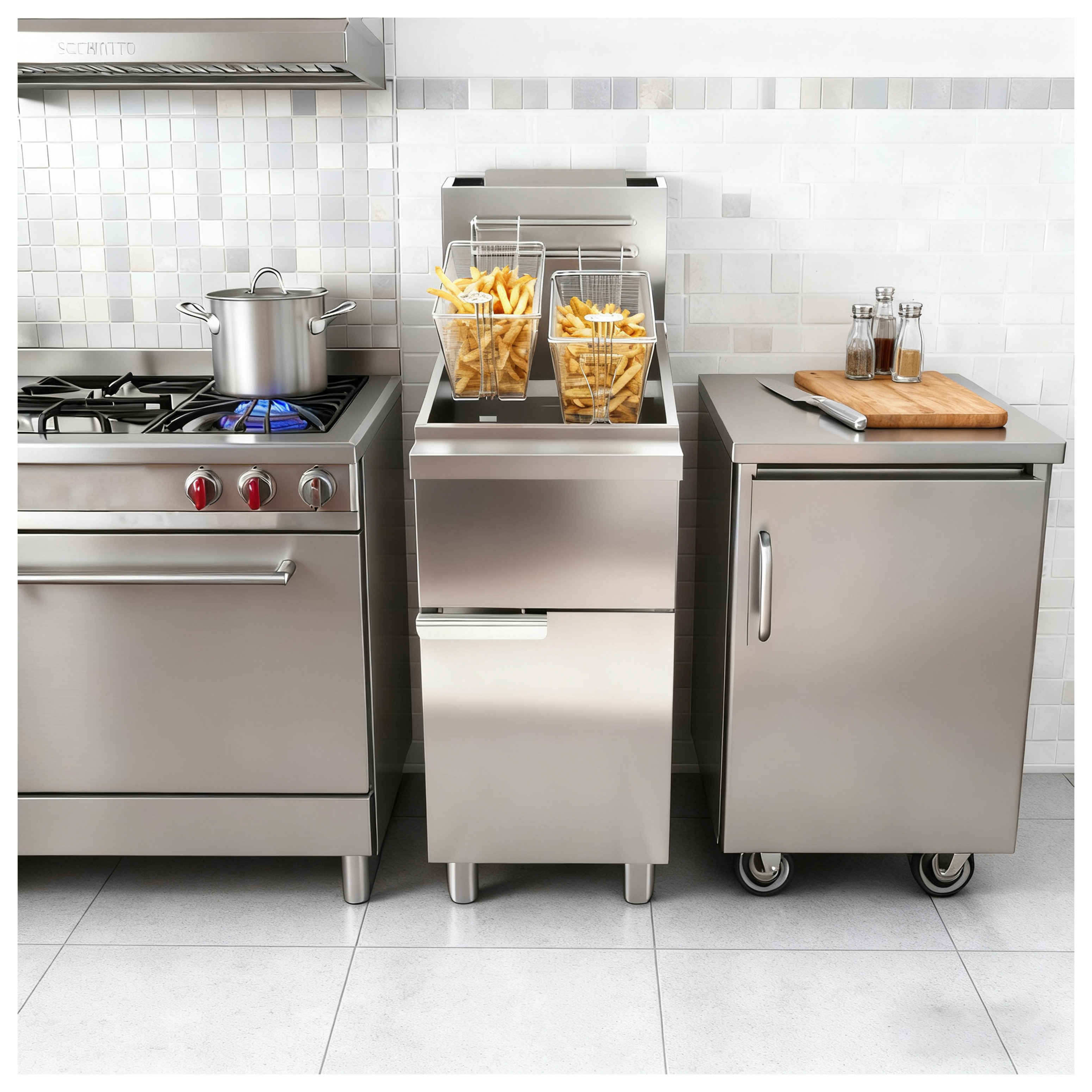 godohome Commercial Deep Fryer - 3-Burner Propane Restaurant Fryer, 40 ...