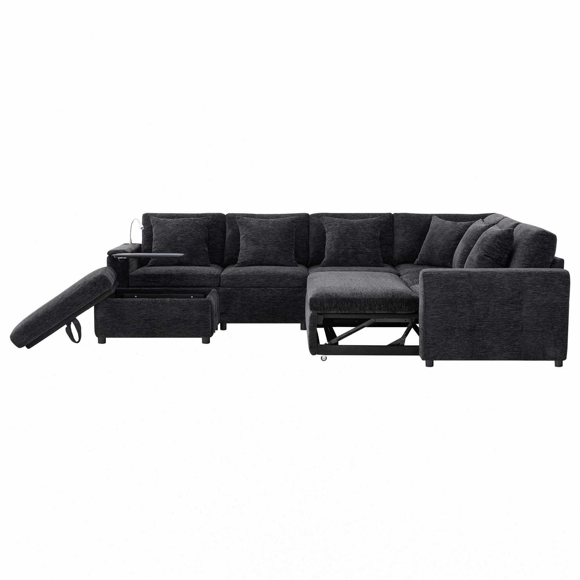 Latitude Run® Modular Sectional Pull-out Sofa Bed with Flip-up Table ...
