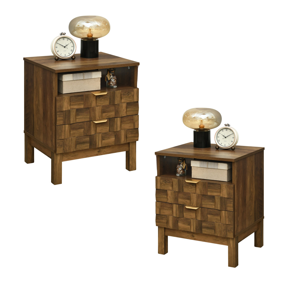 Millwood Pines Cove Set Of 2 Nightstand, Bedside Table With Storage ...
