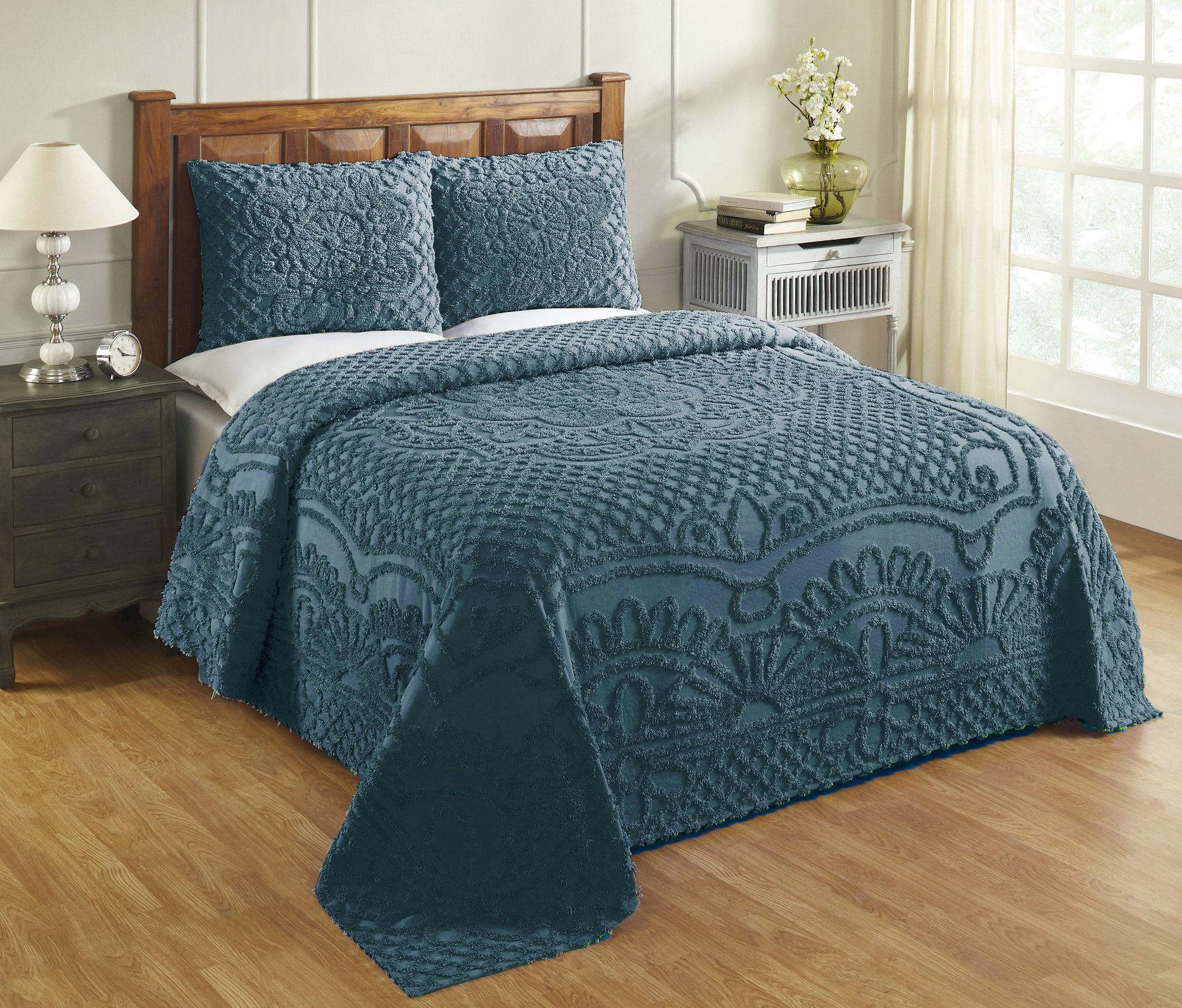 FabStyles Bedspreads 100% Cotton Oversized Coverlet/ Chenille Bedspread ...