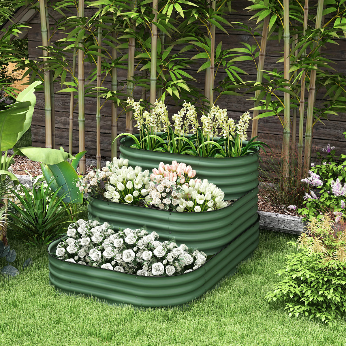One Allium Way® 3 Galvanized Steel Planting Bed Kit, 60.88"X43"X32.87 ...