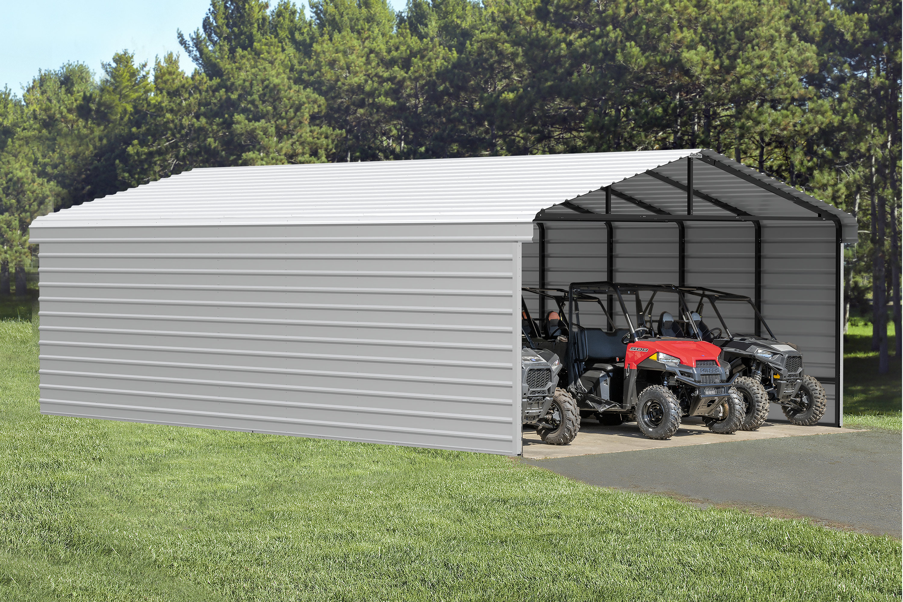 Arrow Steel Carport with 2 Side Wall Kits, 20x29x9 | Wayfair