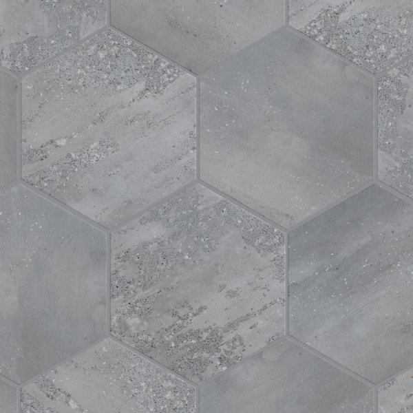 Merola Tile Recycle Hex 8.5" x 10" Porcelain Stone Look Wall & Floor ...