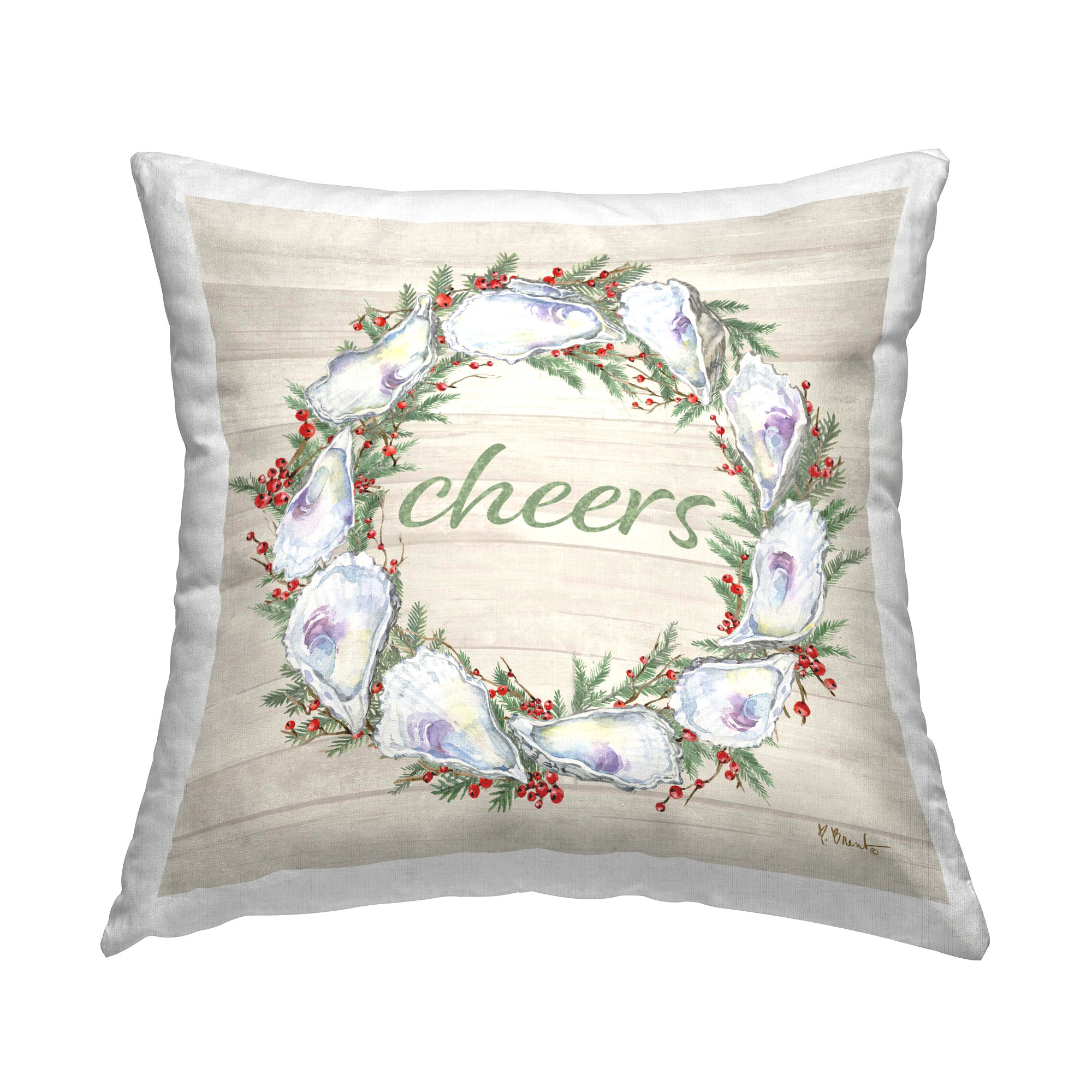 Stupell Industries Shells & Holly Cheers Design by Paul Brent Throw ...