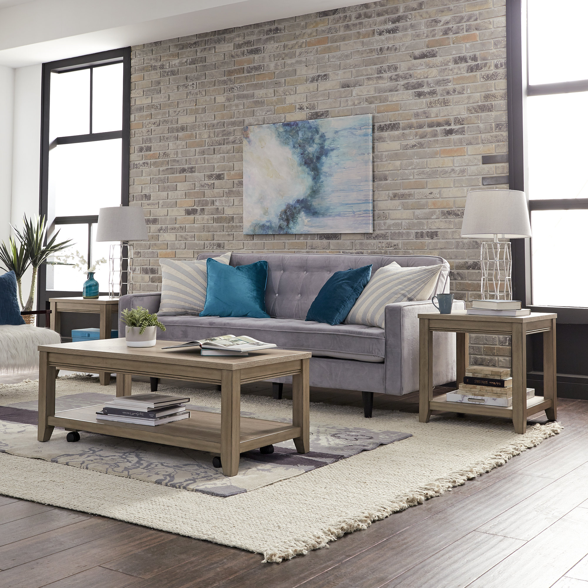 Sand & Stable™ Eleora 3 Piece Living Room Set w/ Two End Tables ...