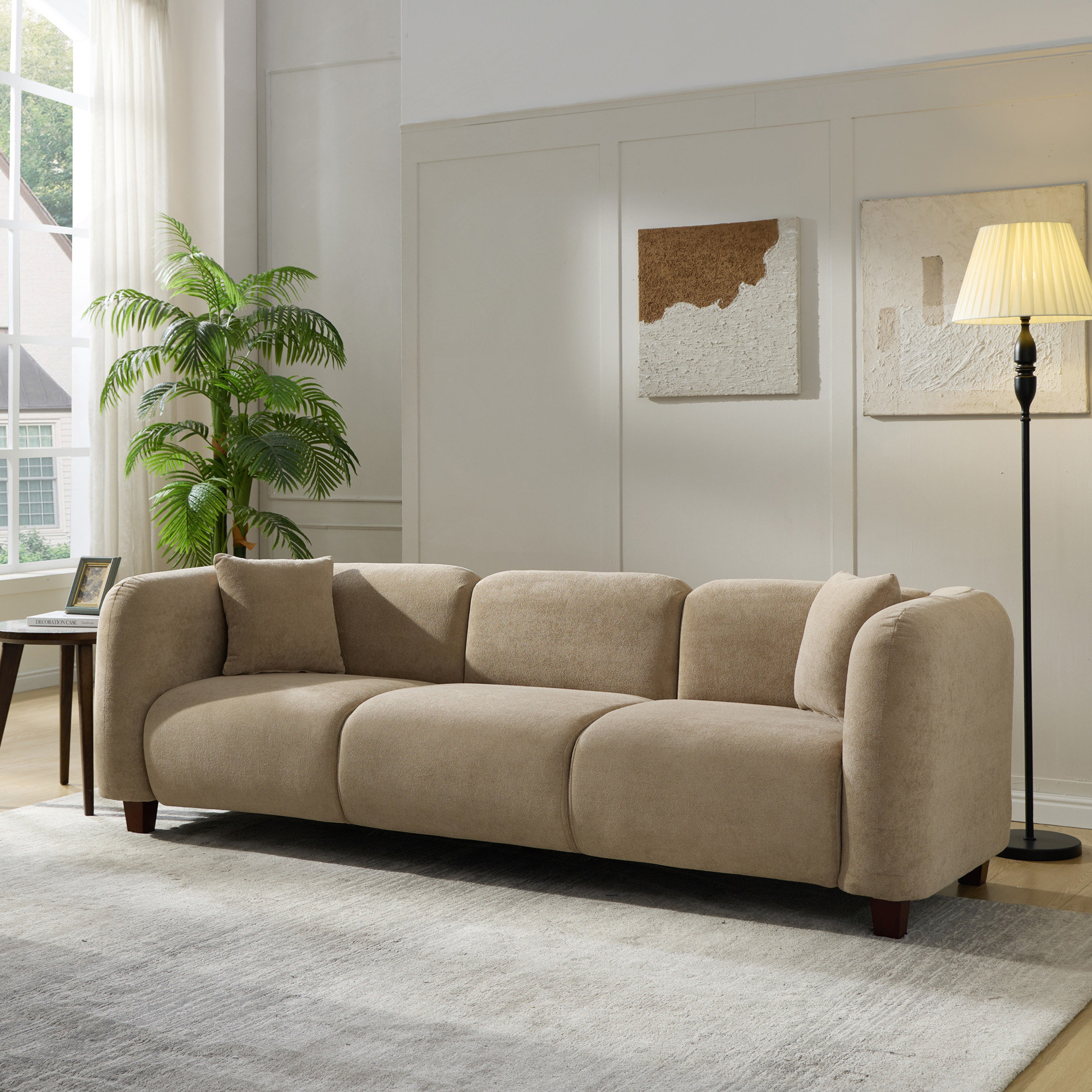 Everly Quinn 87 In. 3 Seater Modern Upholstered Sofa,Nomad | Wayfair