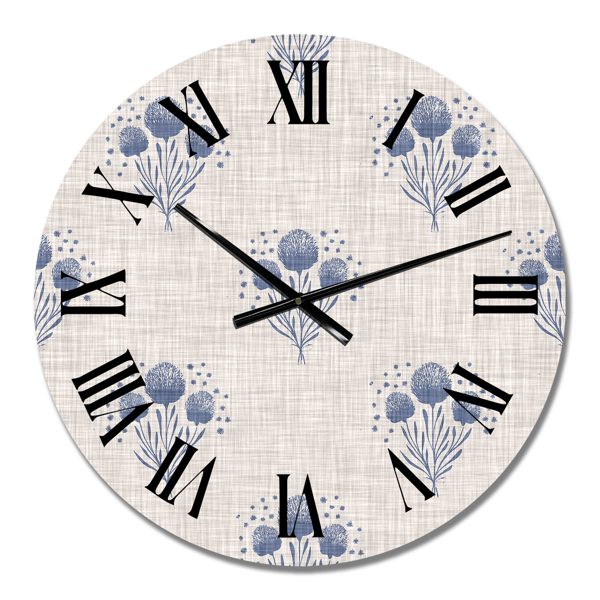 East Urban Home Vintage Blue Farmhouse Flower IX - Patterned Wall Clock ...