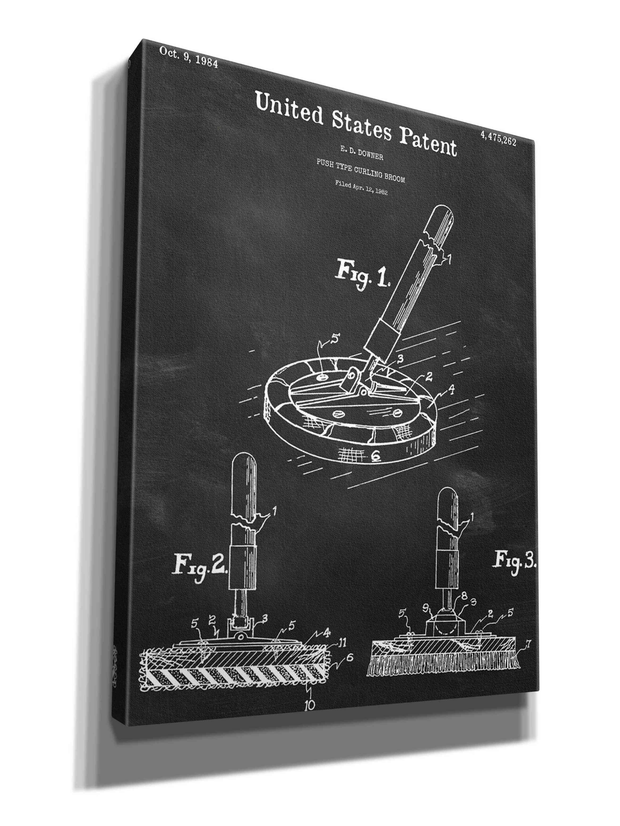 Williston Forge Curling Broom Blueprint Patent Chalkboard - Wrapped ...