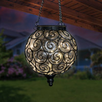 Exhart Solar Tear Shaped Glass and Metal Hanging Lantern with 15 Cool ...