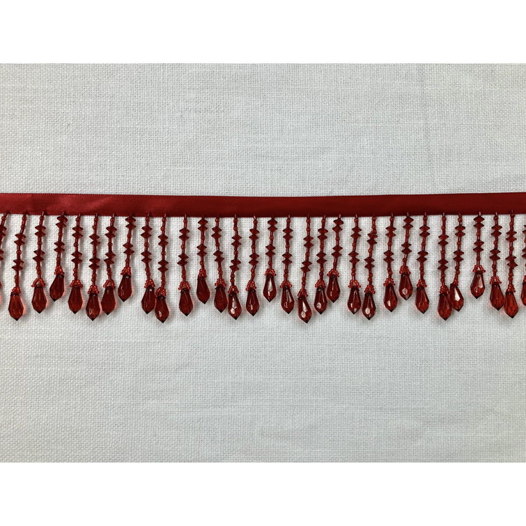 Rose Lace And Braid Lucite Crystal Beaded Fringe 3" Width Trim Handmade ...