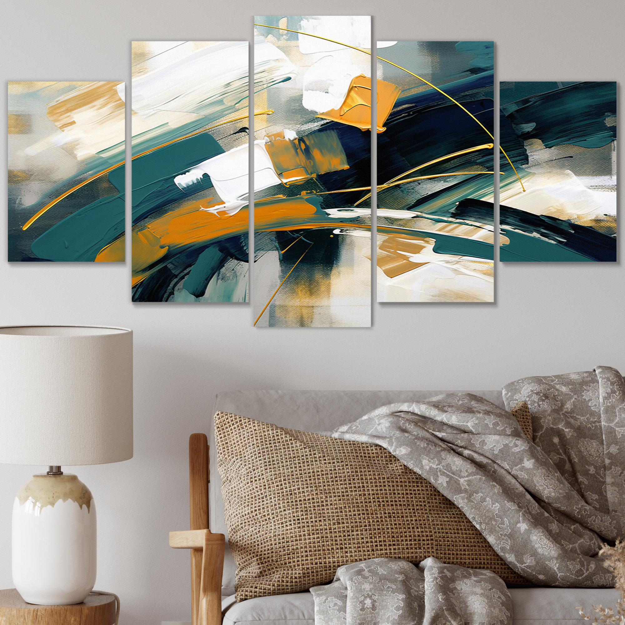 Wrought Studio " Yellow Green Dancing With Colors I " 5 - Pieces ...