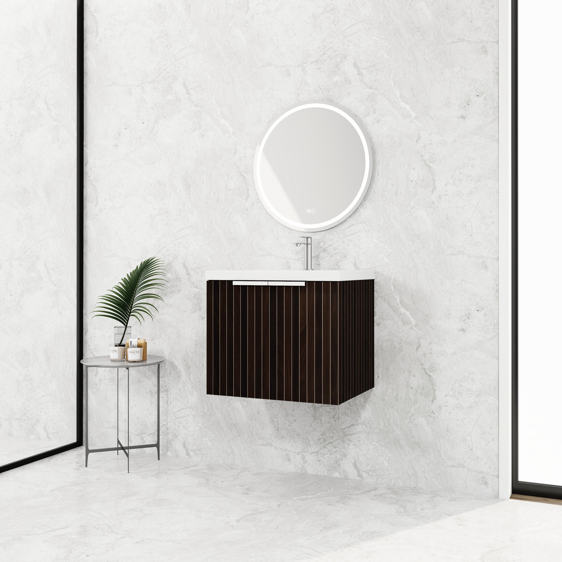 Latitude Run® Resin Sink Bathroom Vanity, Rust Metal Handle, Stylish ...