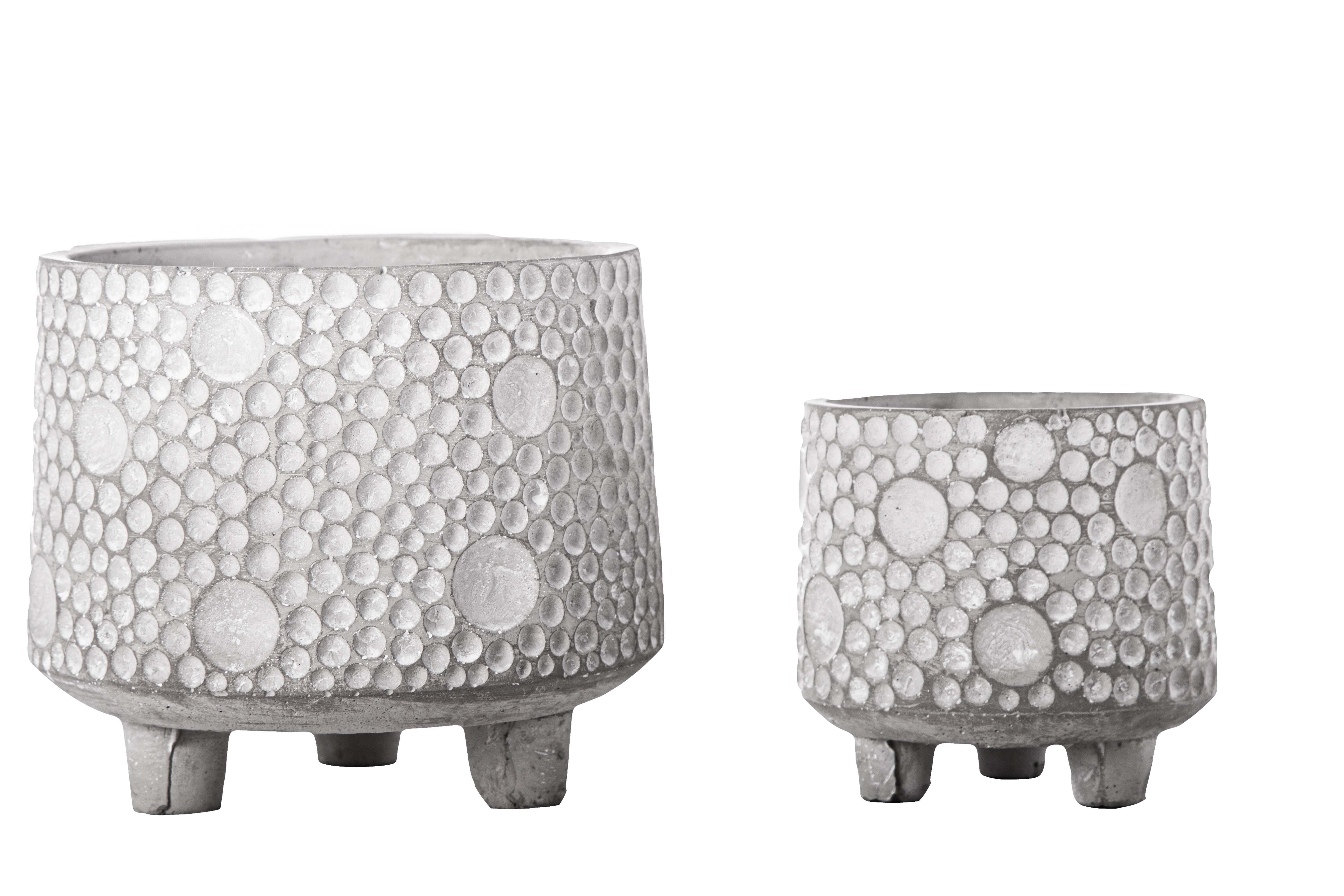 Ebern Designs Cement Round Pot Washed Concrete Finish Gray | Wayfair