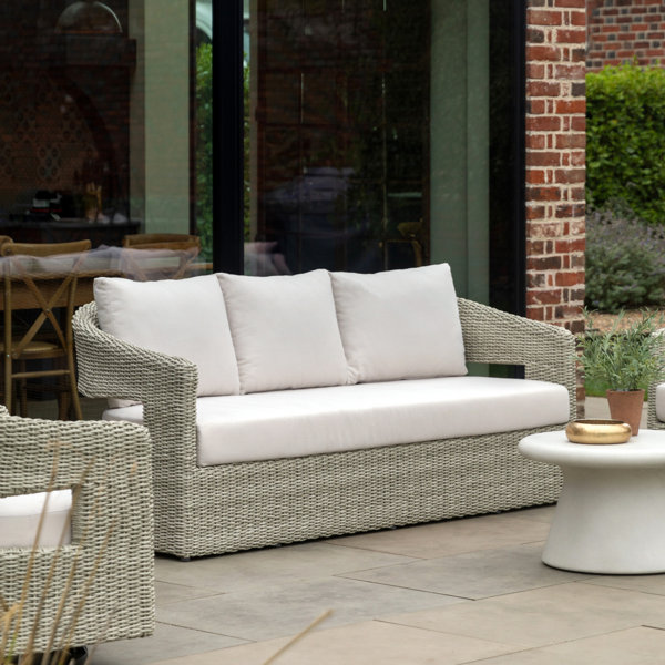 Ebern Designs Harley Outdoor Wicker 3 Seater Sofa | Wayfair.co.uk
