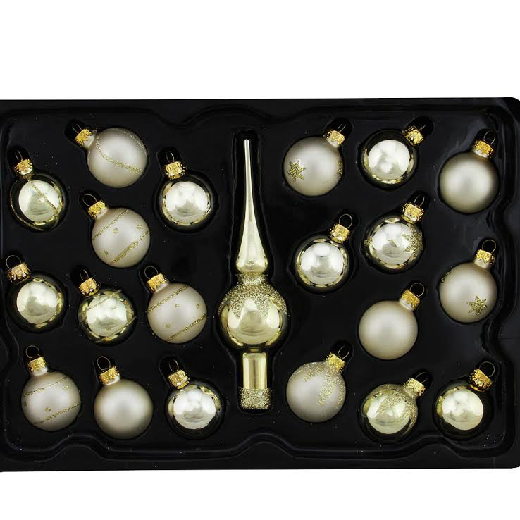 Northlight Seasonal 21-Piece Glitter Mini Glass Ball and Finial Tree ...