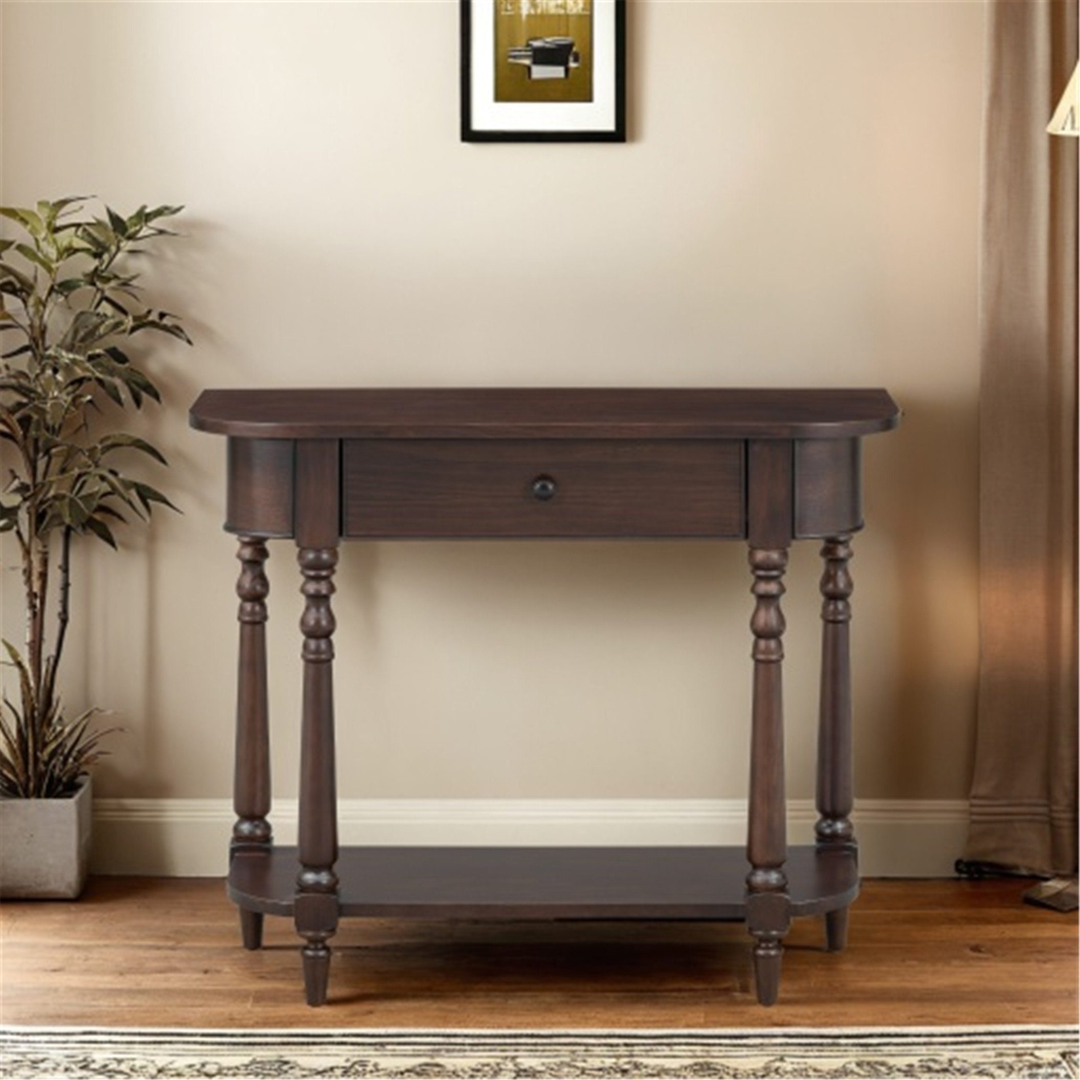 Charlton Home Charming Curved Console Table with Versatile Storage and ...