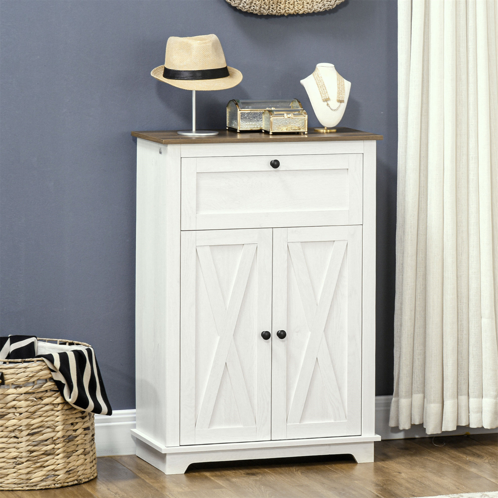 Gracie Oaks Charming Farmhouse Accent Cabinet With Versatile Storage ...