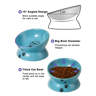 Y YHY YYHY 5" Lake Blue Tilted Cat Bowl - Anti-Reflux Elevated Ceramic ...