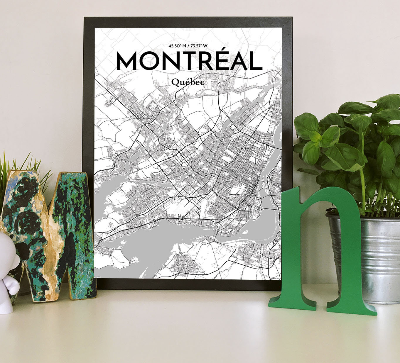 OurPoster.com 'Montreal City Map' Graphic Art Print in White/Grey ...