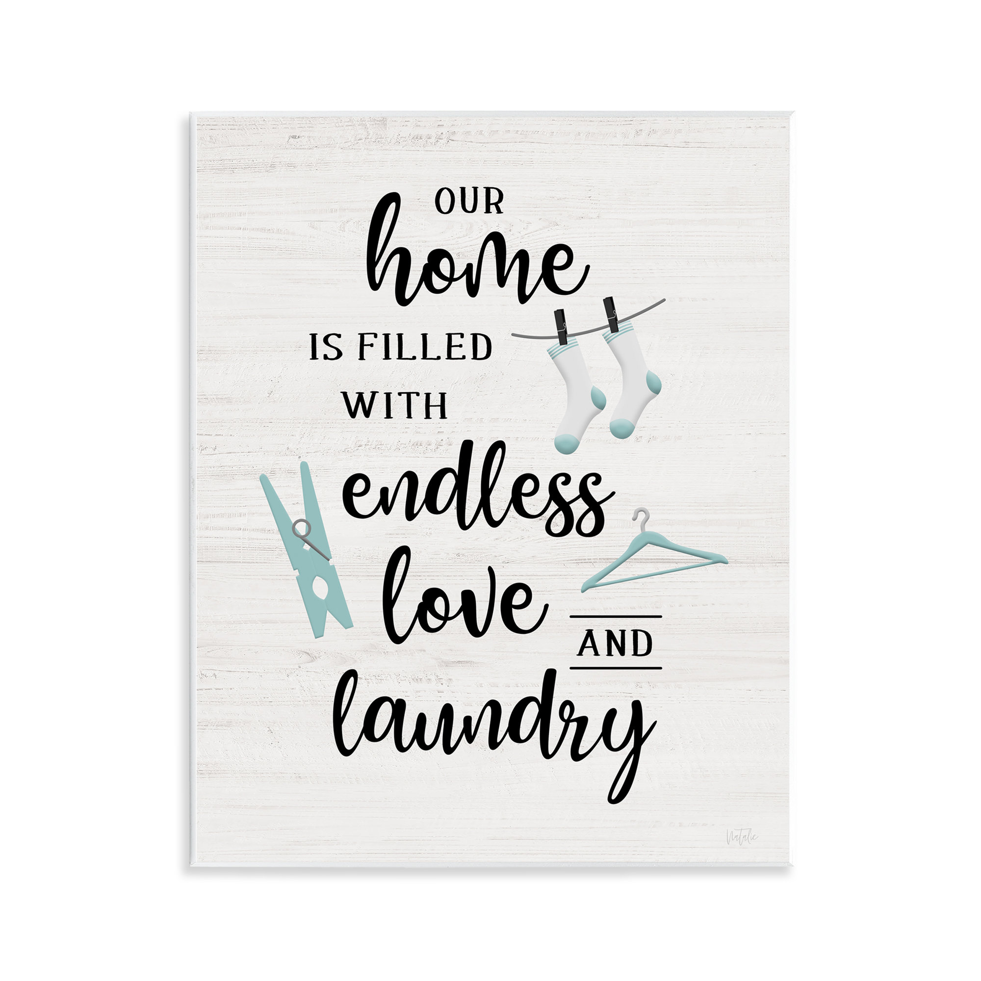 House of Hampton Cursive Love & Laundry Wall Plaque Art by Natalie ...