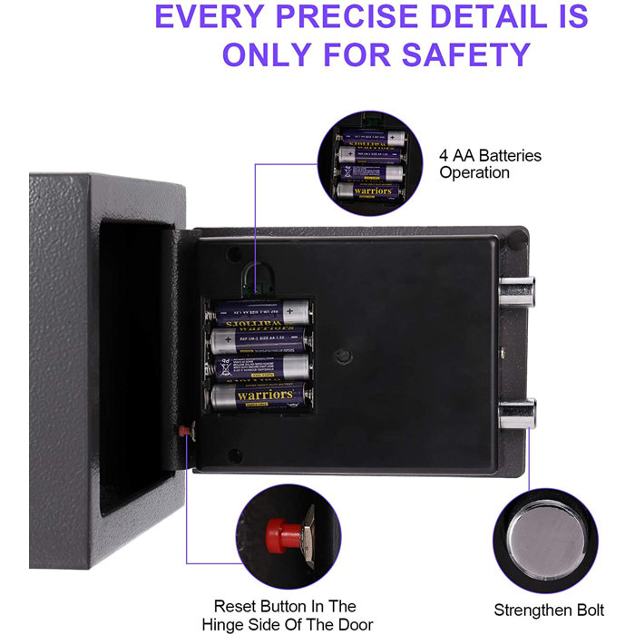 Homdox Fireproof Security Box Safe Lock Boxes Wall-Anchoring Digital ...