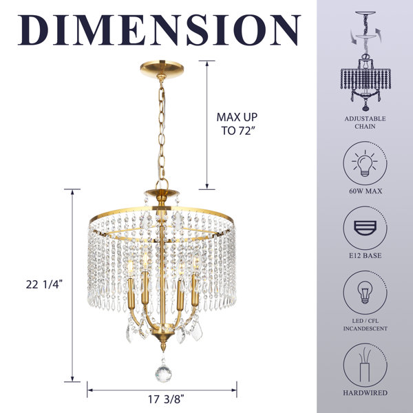 House of Hampton® Dezaraye 4 - Light Dimmable Drum Chandelier & Reviews ...