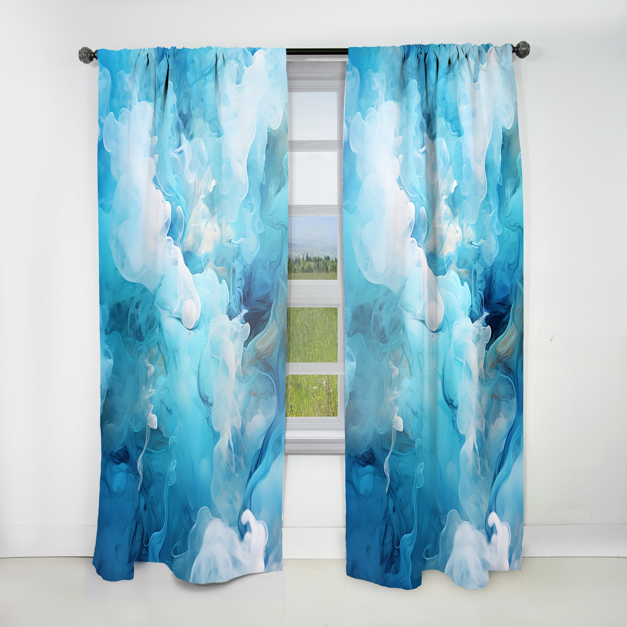 East Urban Home Anibar Marine Blue And White Fusion - Abstract Shapes ...